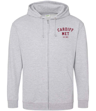 Jh050 full zip hoody hgr JR | Cardiff Met SU Sport